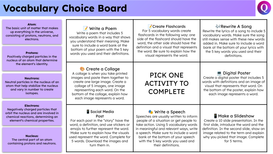 Vocabulary Worksheet Generator | QuestionWell
